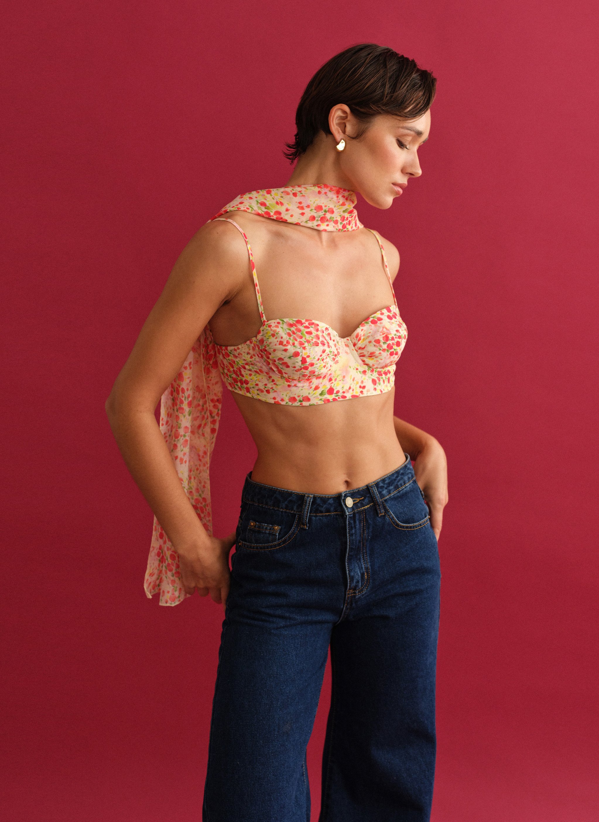Εμπριμέ κορσέ crop τοπ | Mindyourstyle