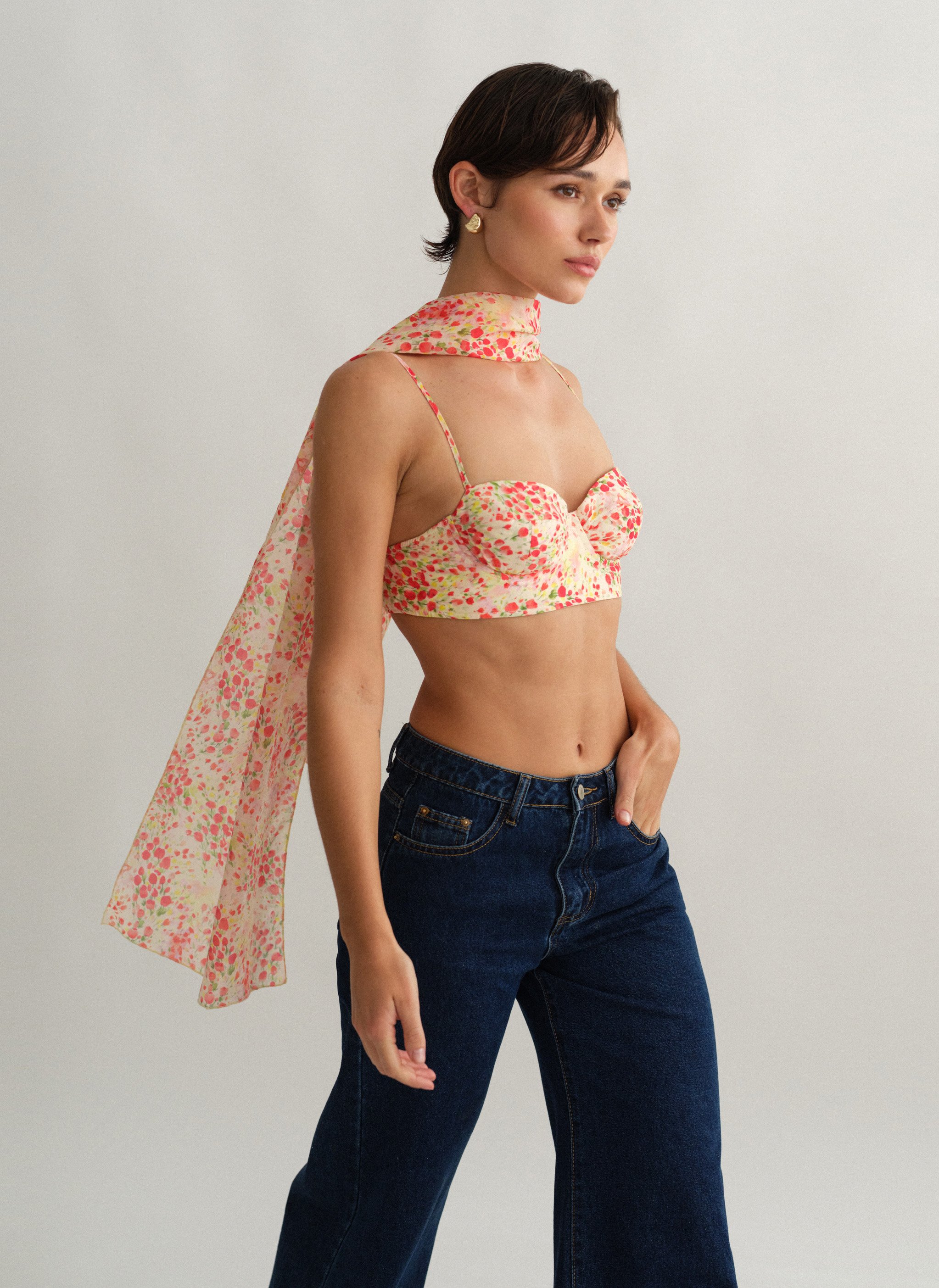Εμπριμέ κορσέ crop τοπ | Mindyourstyle