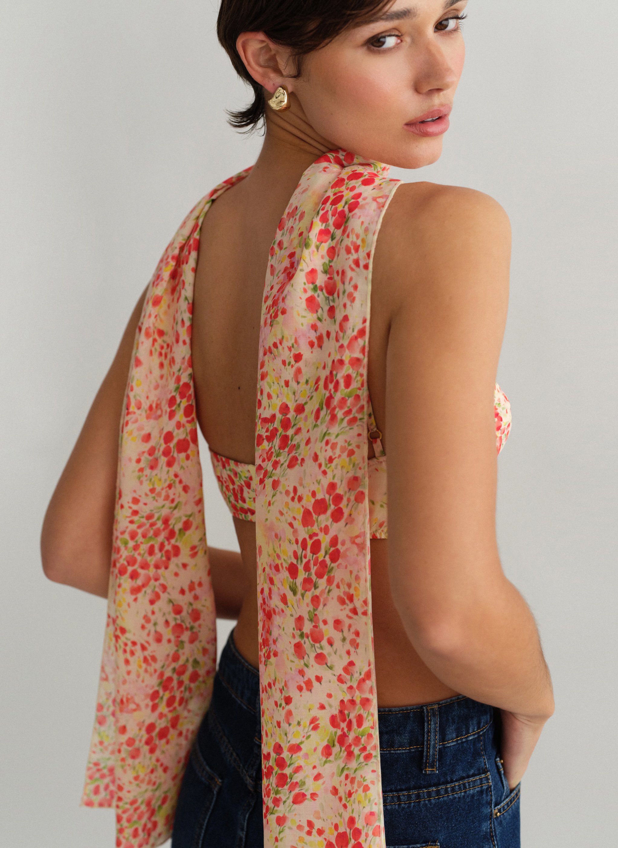 Εμπριμέ κορσέ crop τοπ | Mindyourstyle